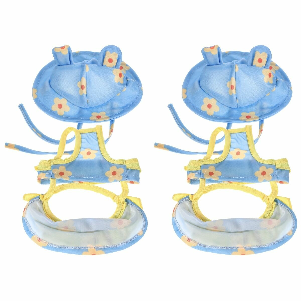 Купальный костюм для собак с юбкой и шляпой, голубой, для летнего отдыха, 2 комплекта