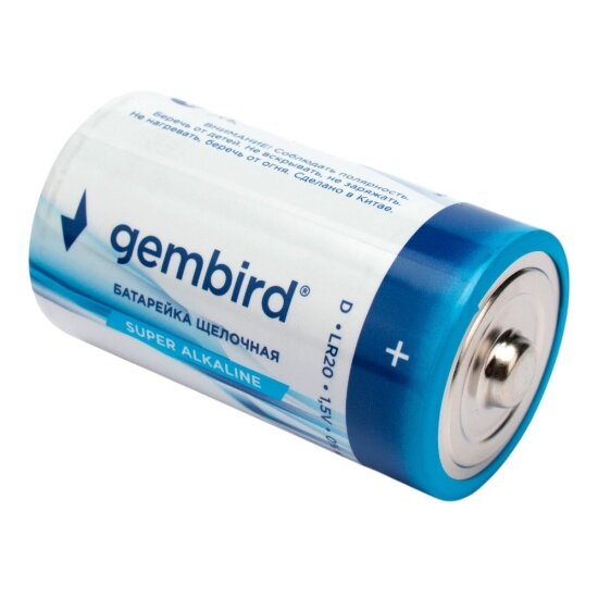 Батарейка алкалиновая Gembird GB-LR20-4B, тип D(LR20), 4шт, коробка