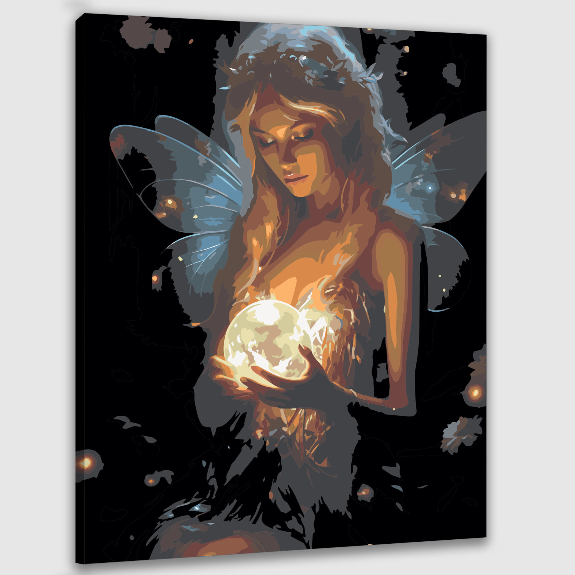 Картина по номерам 40x50 см, Фея, хранительница снов, нежные крылья, радужные оттенки, волшебный лес