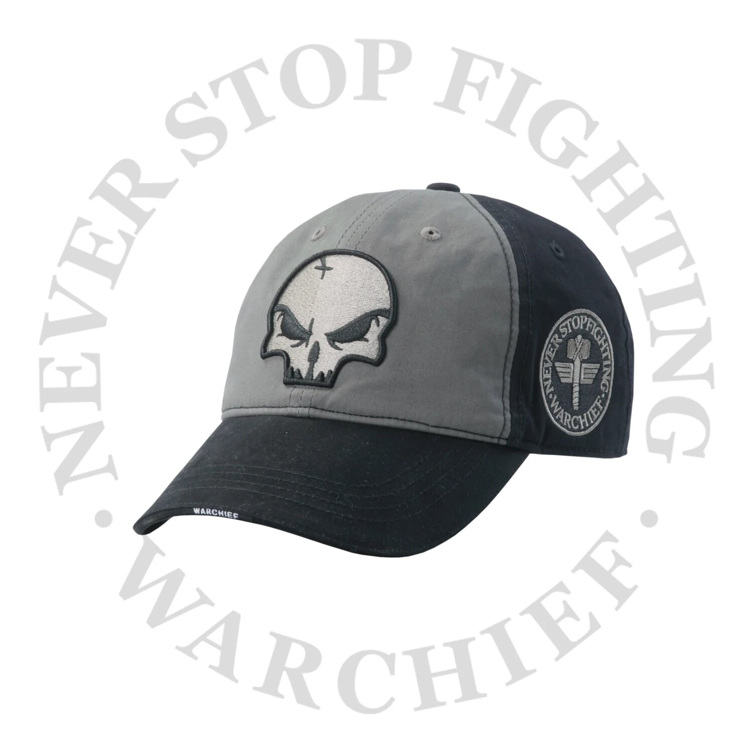 Тактическая кепка Warchief серая с принтом черепа