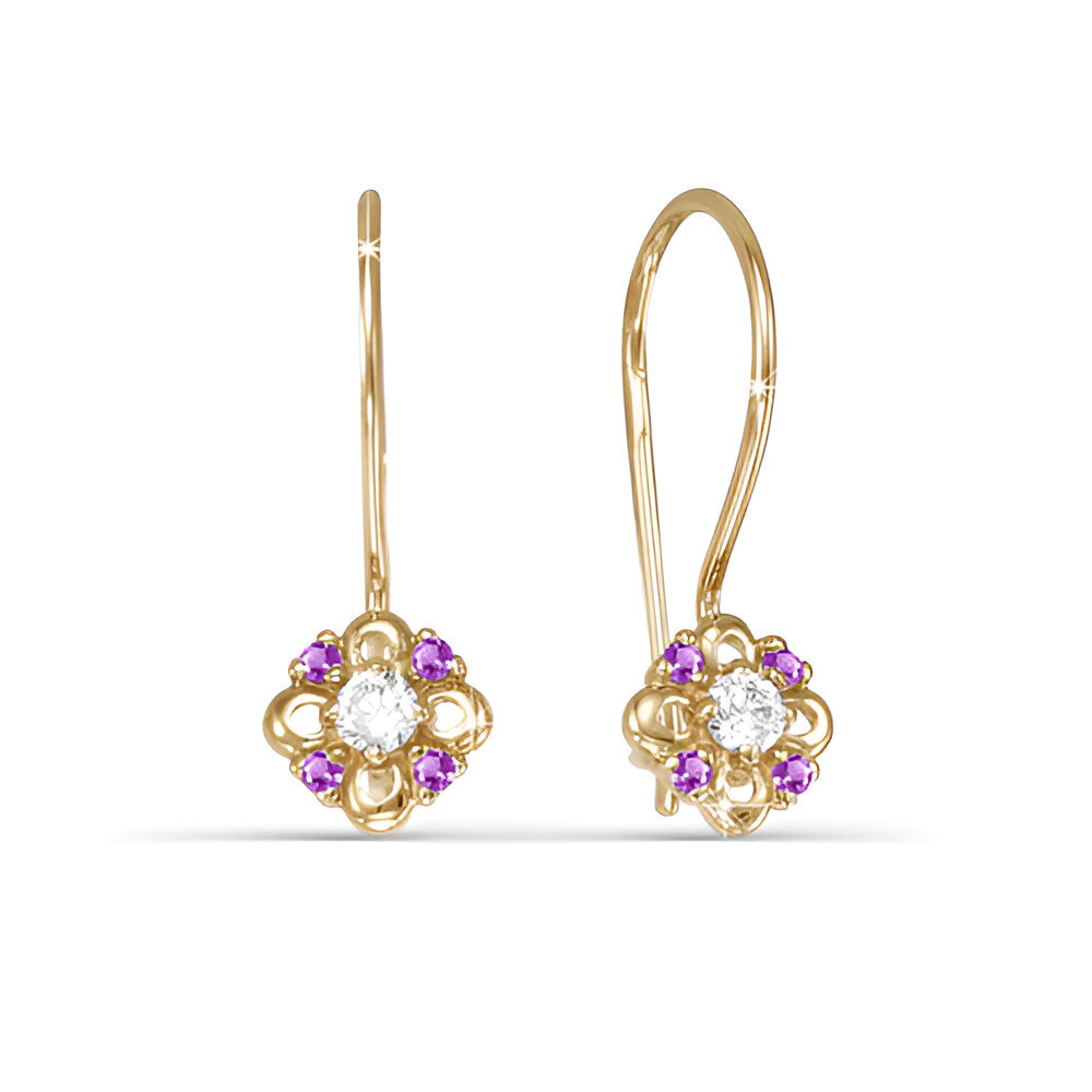 Серьги, красное золото, 585 проба, фианит