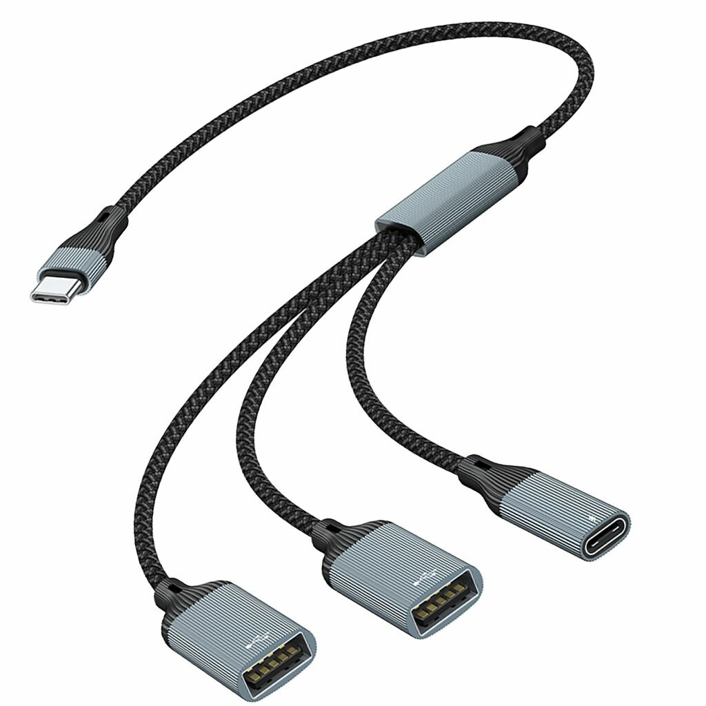 Разветвитель Type C поддерживает зарядку мощностью 60 Вт-1 USB 2