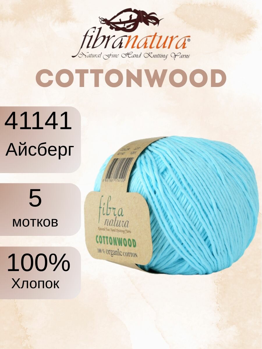 Пряжа Fibra Natura Cottonwood 41141 айсберг (50г/105м, упаковка 5 мотков)