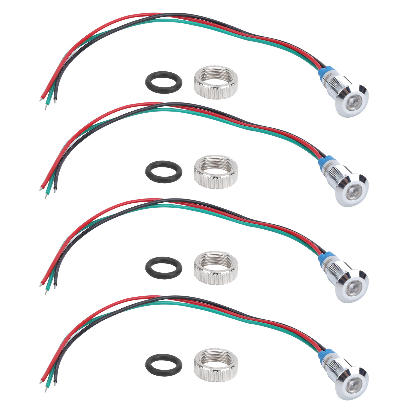 4 комплекта светодиодных индикаторных ламп, 2 цвета, общий анод, водонепроницаемый металлический корпус 8 мм, 220 В (красный/зеленый).