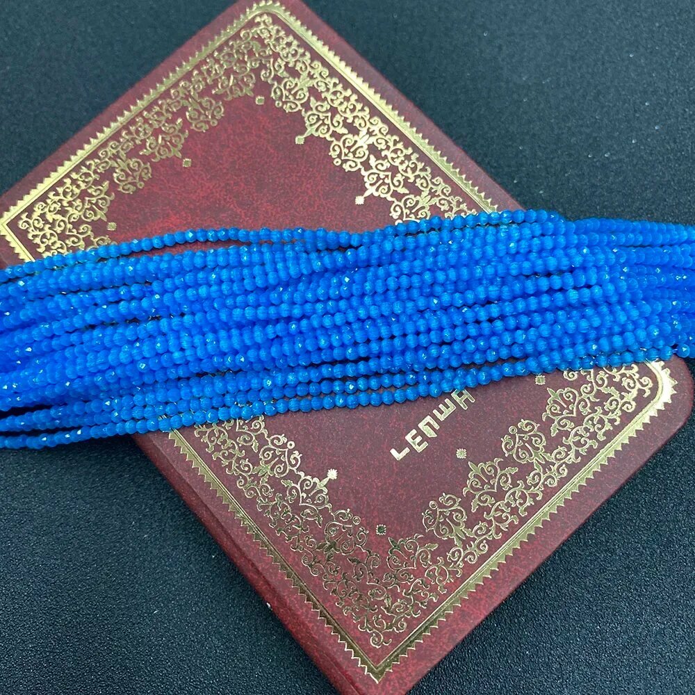 Бусины из натурального циркона, синие, 2мм, 1 нить