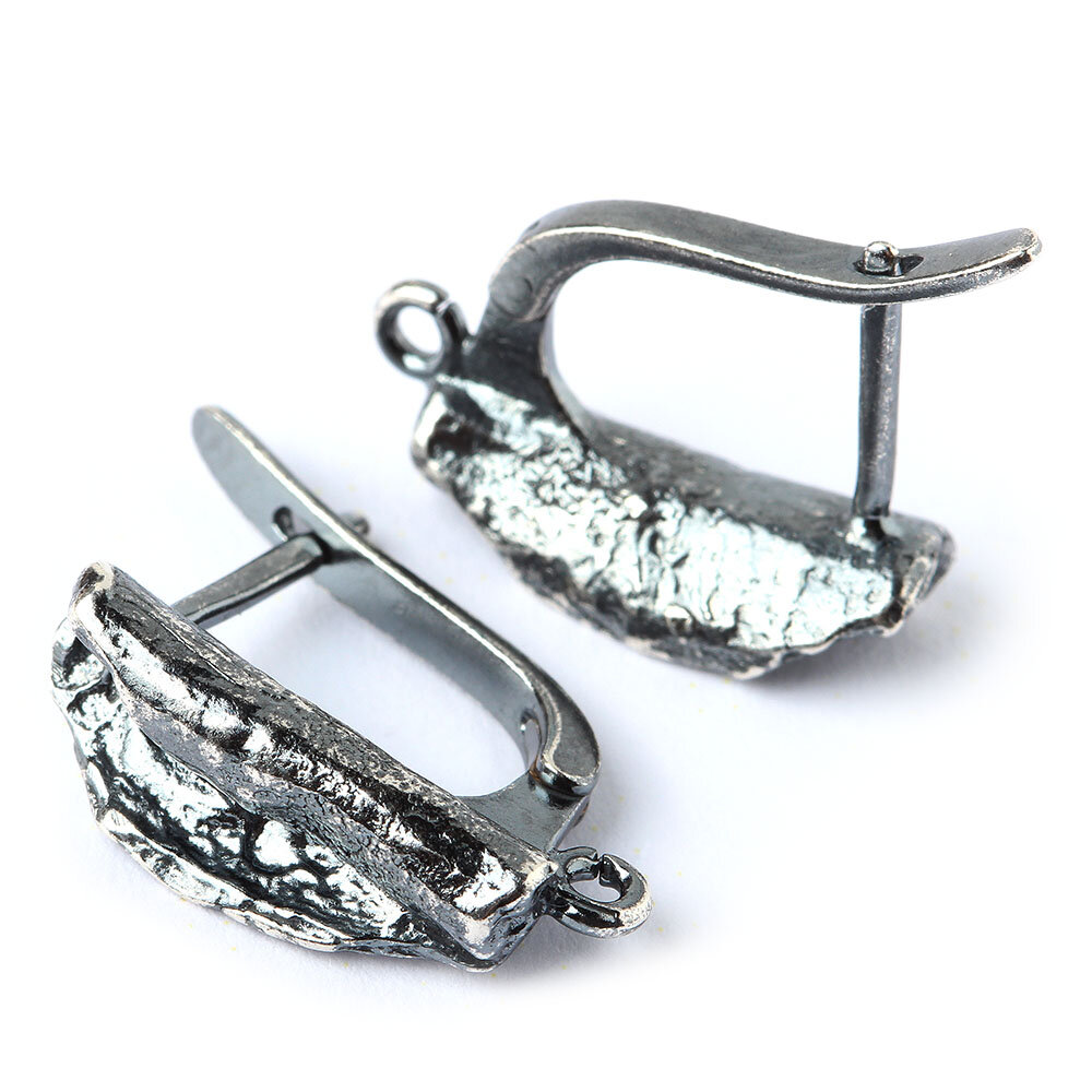 Швензы закрытые, 18.5х6.5мм, с английским замком, Anna Bronze, Корица, базовый материал - латунь, цвет античное серебро (посеребрённый с чернением), пара