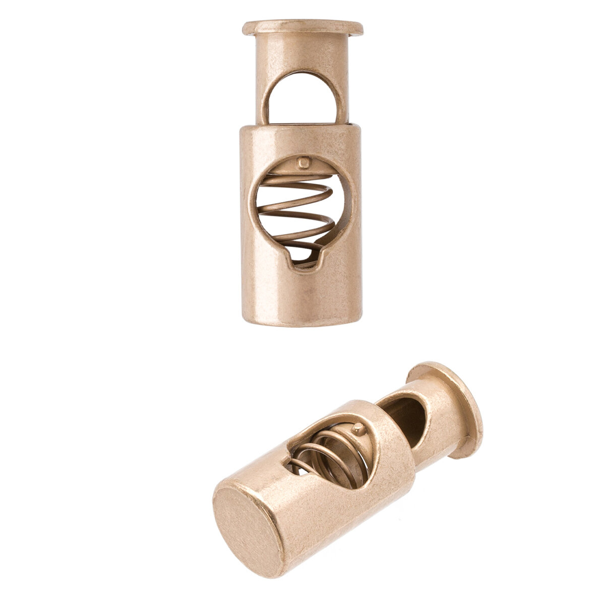 Фиксаторы для шнурков металлические MFR18, 20х8 мм, отверстие 5 мм, матовый золотистый, 25 штук