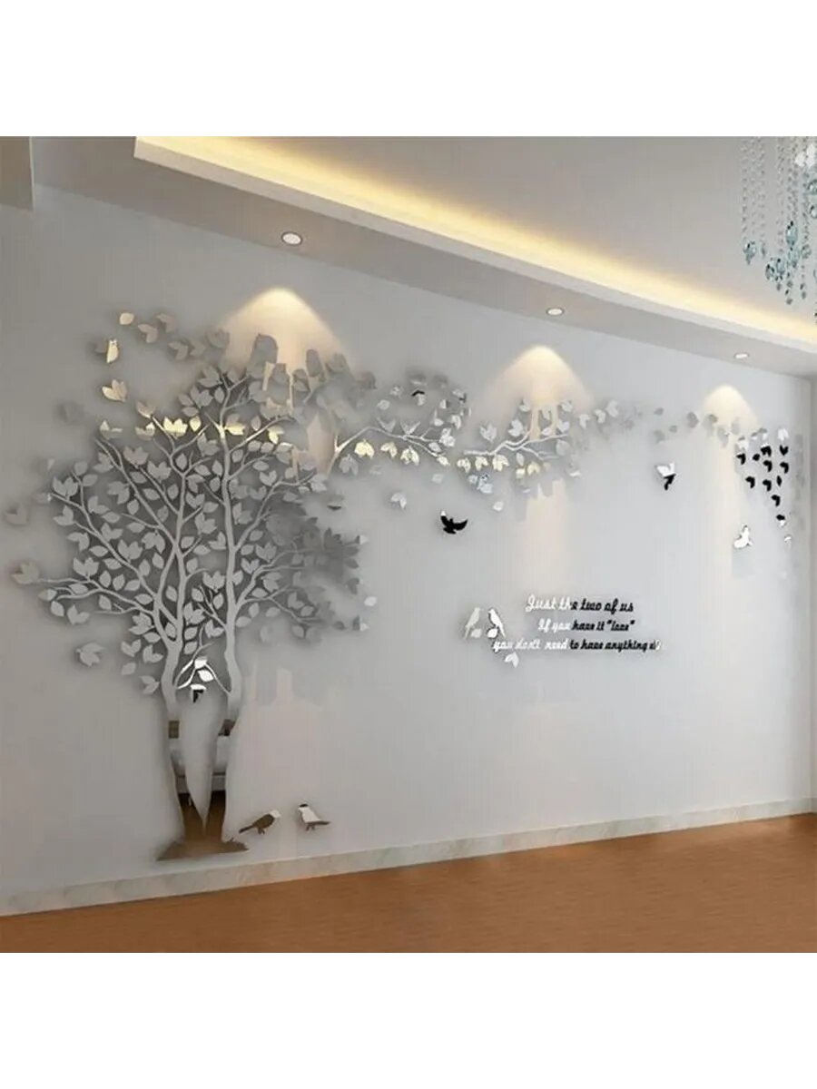 Зеркальное панно в стиле дерева для стены