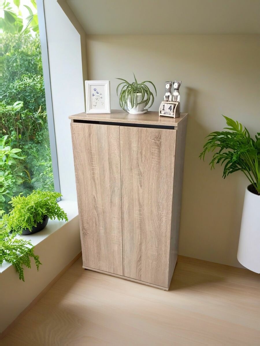 Комод универсальный, Симпли, без ручек, с полками , с доводчиком, регулируемые опоры, цвет Дуб Сонома, 62x34x111 см