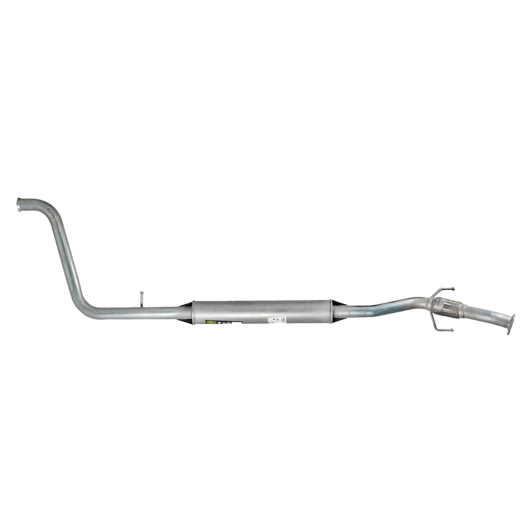 Глушитель доп. (резонатор) ВАЗ LADA Vesta (20-) диам. трубы = 51мм с виброкомп. 3 кроншт. алюм. (TRIALLI)