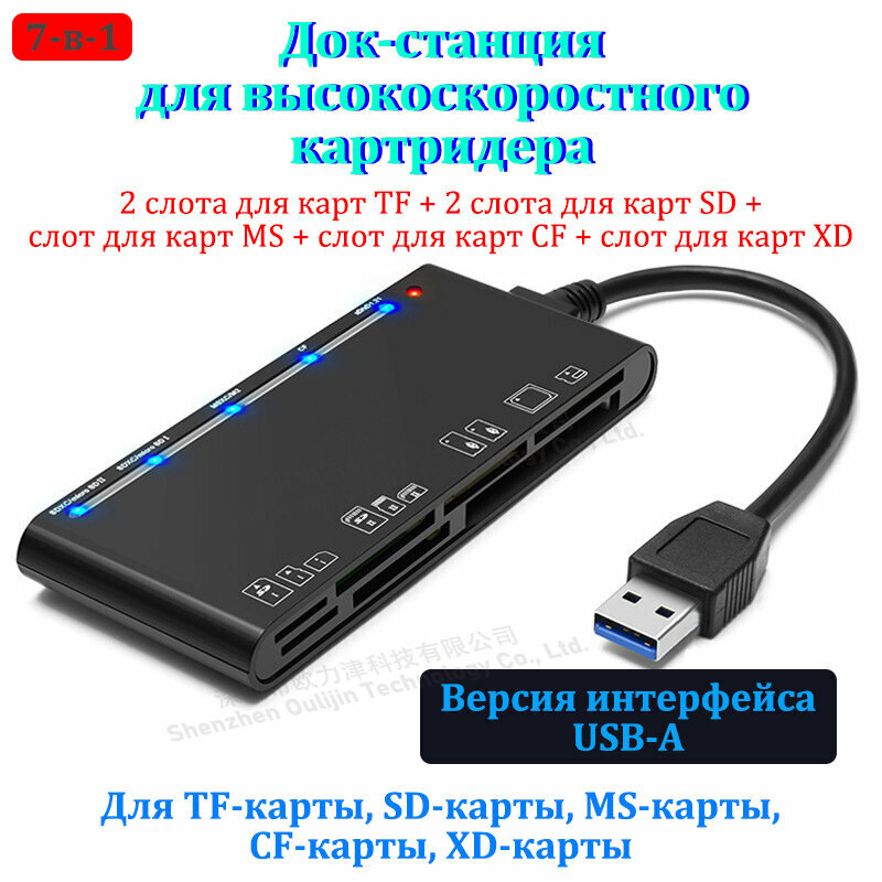Кардридер USB Type-C на Micro TF SD SDHC SDXC XD MS Memory Stick CF CompactFlash адаптер для MacBook Air Pro Dell HP