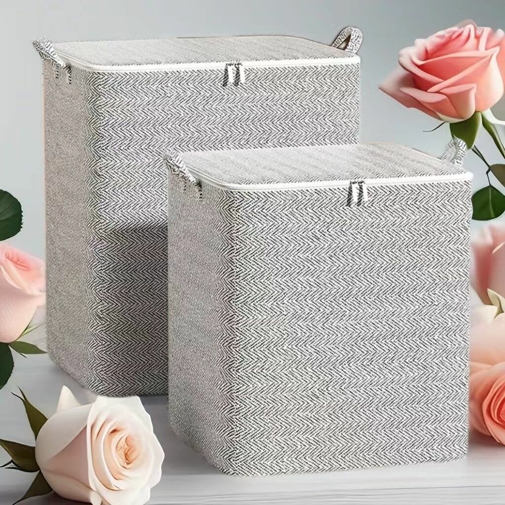 Складной ящик для хранения 150 л серый из нетканого материала органайзер для вещей в доме и на балконе