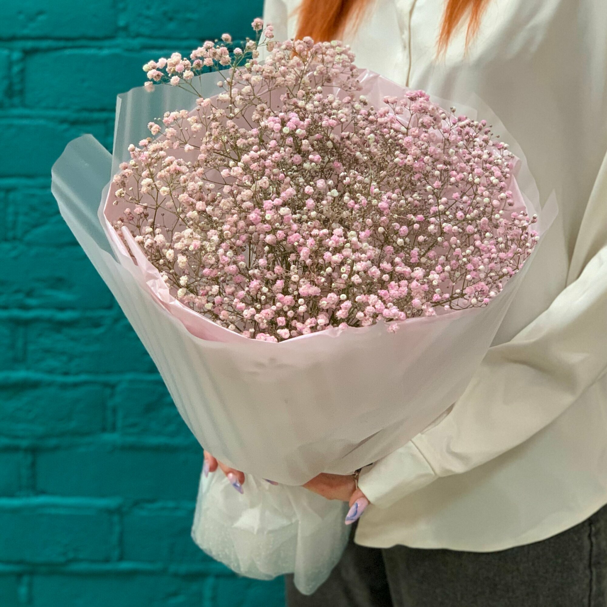 Букет из 5 веток розовой гипсофилы