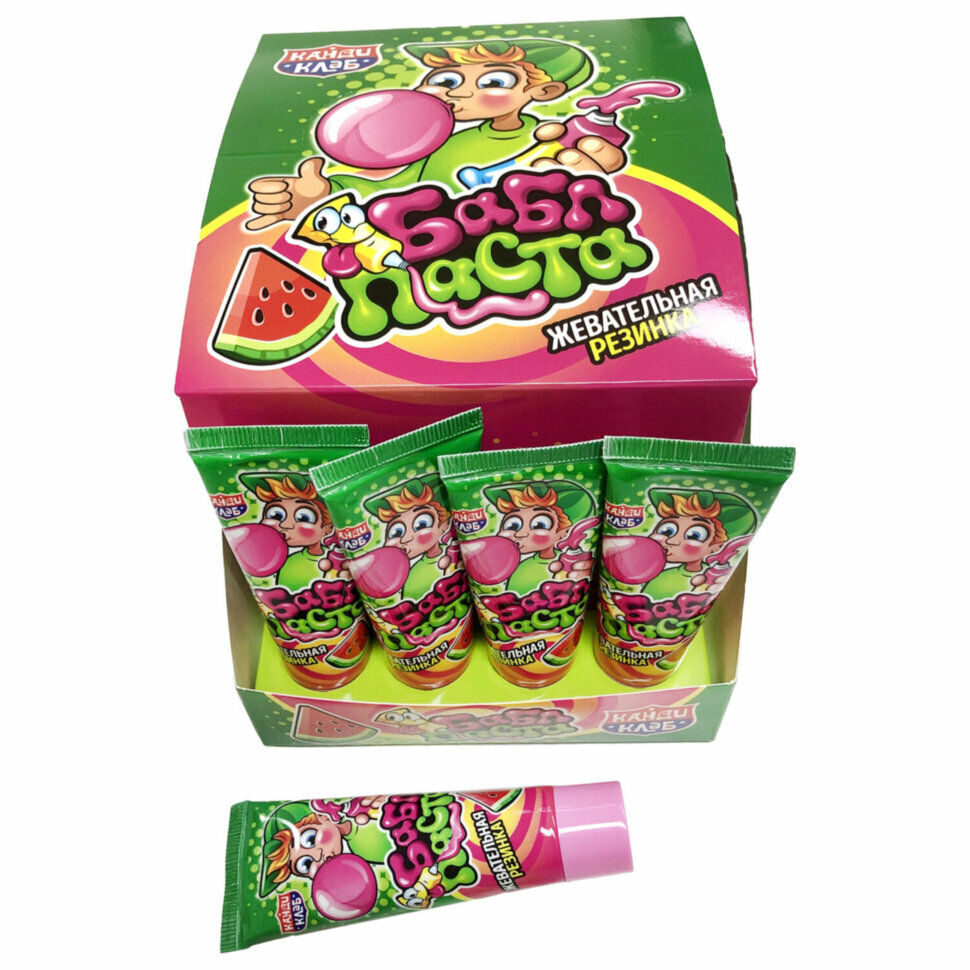 Жевательная резинка "Бабл паста" со вкусом арбуза, 20 г, канди клаб, GUM096, 24 штук, 624353