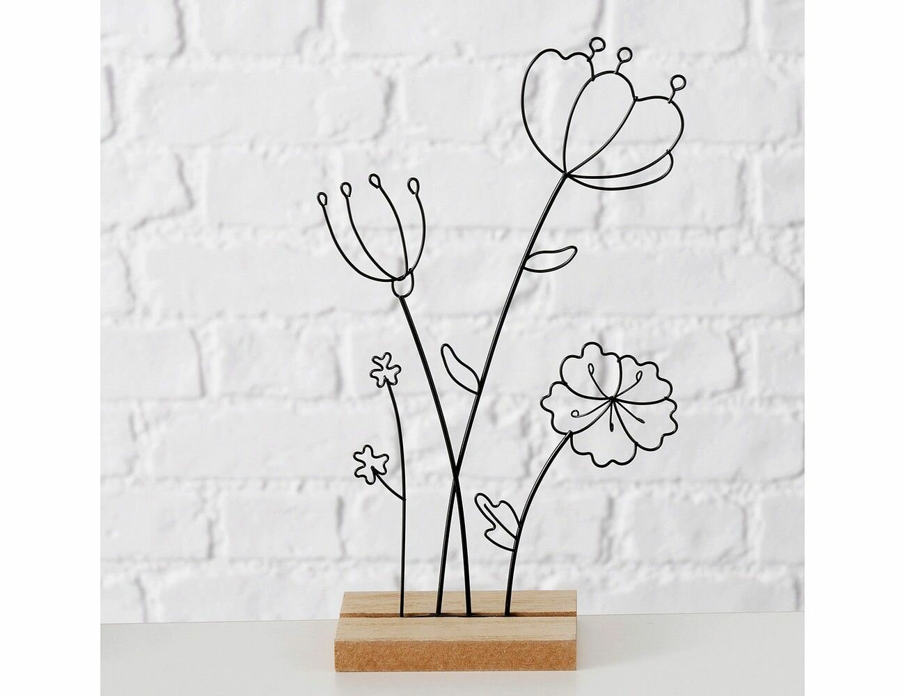 Декоративная фигура цветочный эскиз: изящные тычинки, дерево, металл, 24х15 см, Boltze 2033301-3
