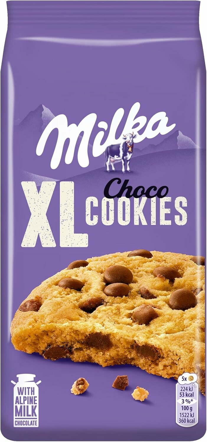 Печенье Милка с кусочками молочного шоколада из альпийского молока / Milka Choco Cookies XL, 184 гр