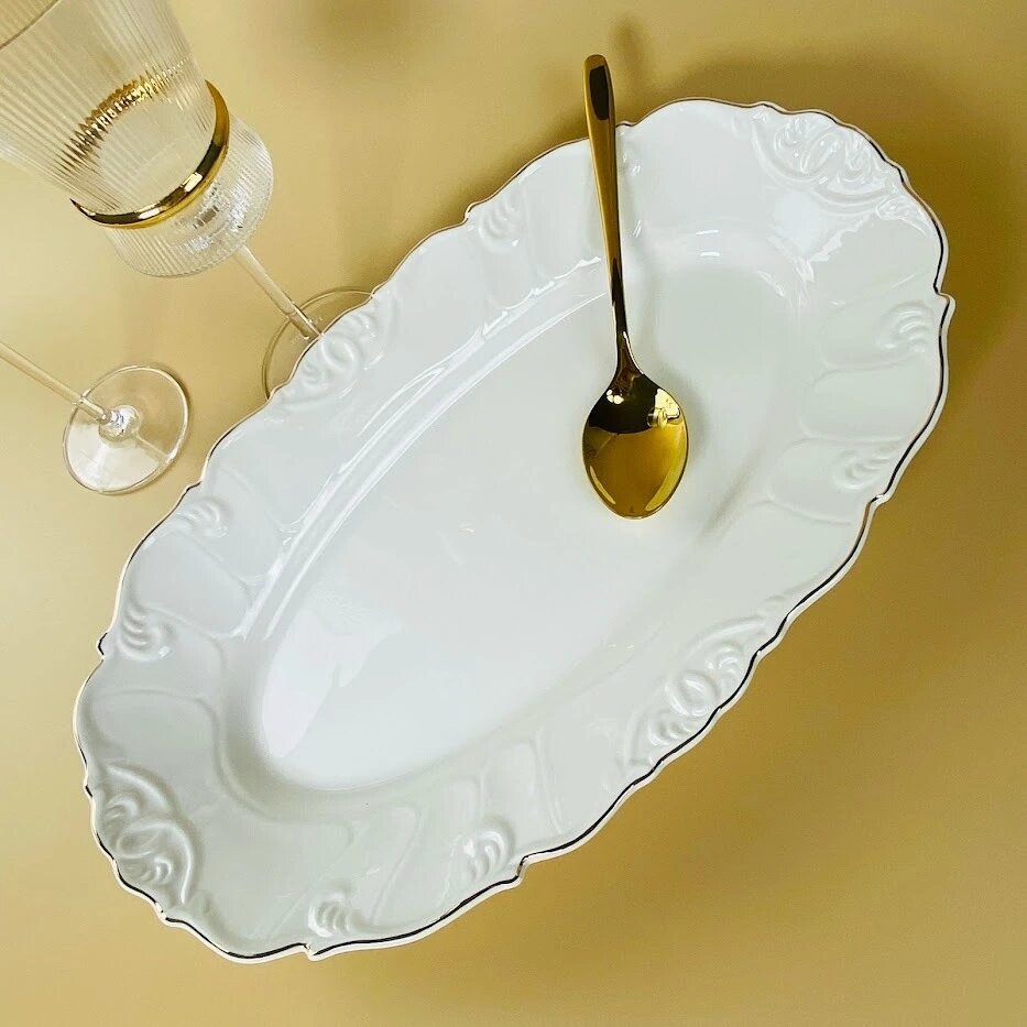 Овальное блюдо 40х24,5х5см крокус золото Фарфор 109-246 118-109-246