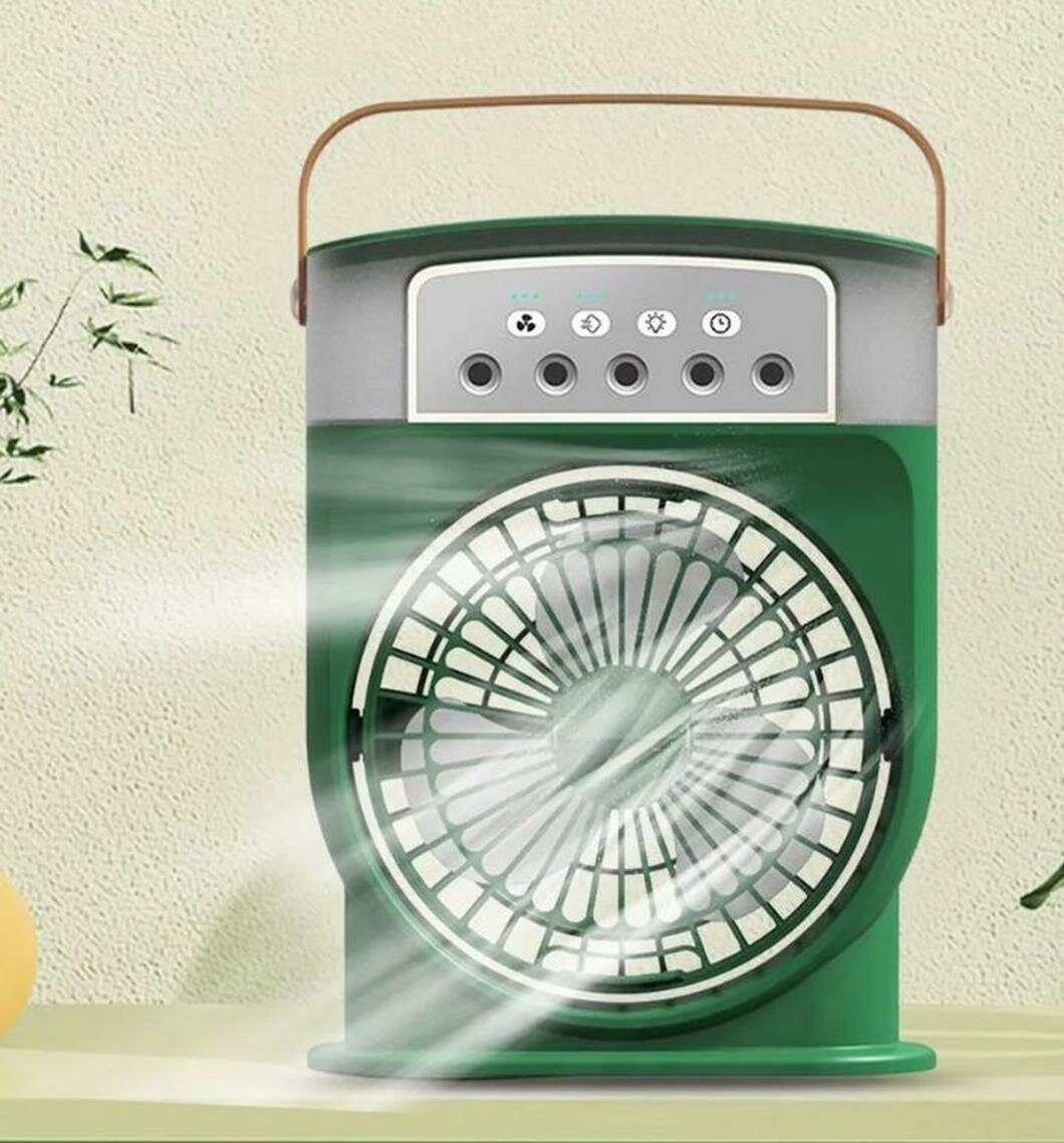 Подвесной вентилятор / Настольный, ручка для переноски, цвет зелёный