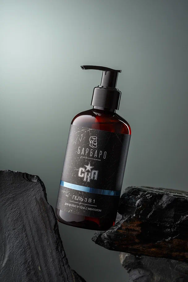 Мужской гель для душа и шампунь 3 в 1 250 мл Barbaro & СКА для всех типов кожи и волос
