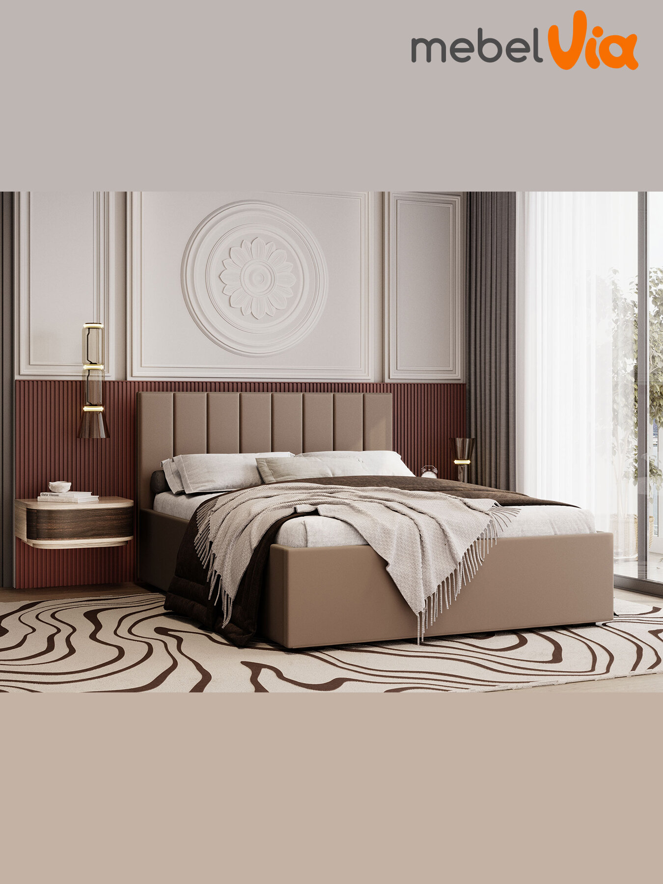 Кровать MebelVia "Аврора" с ПМ и ортопедическим основанием, 140x200x101 см