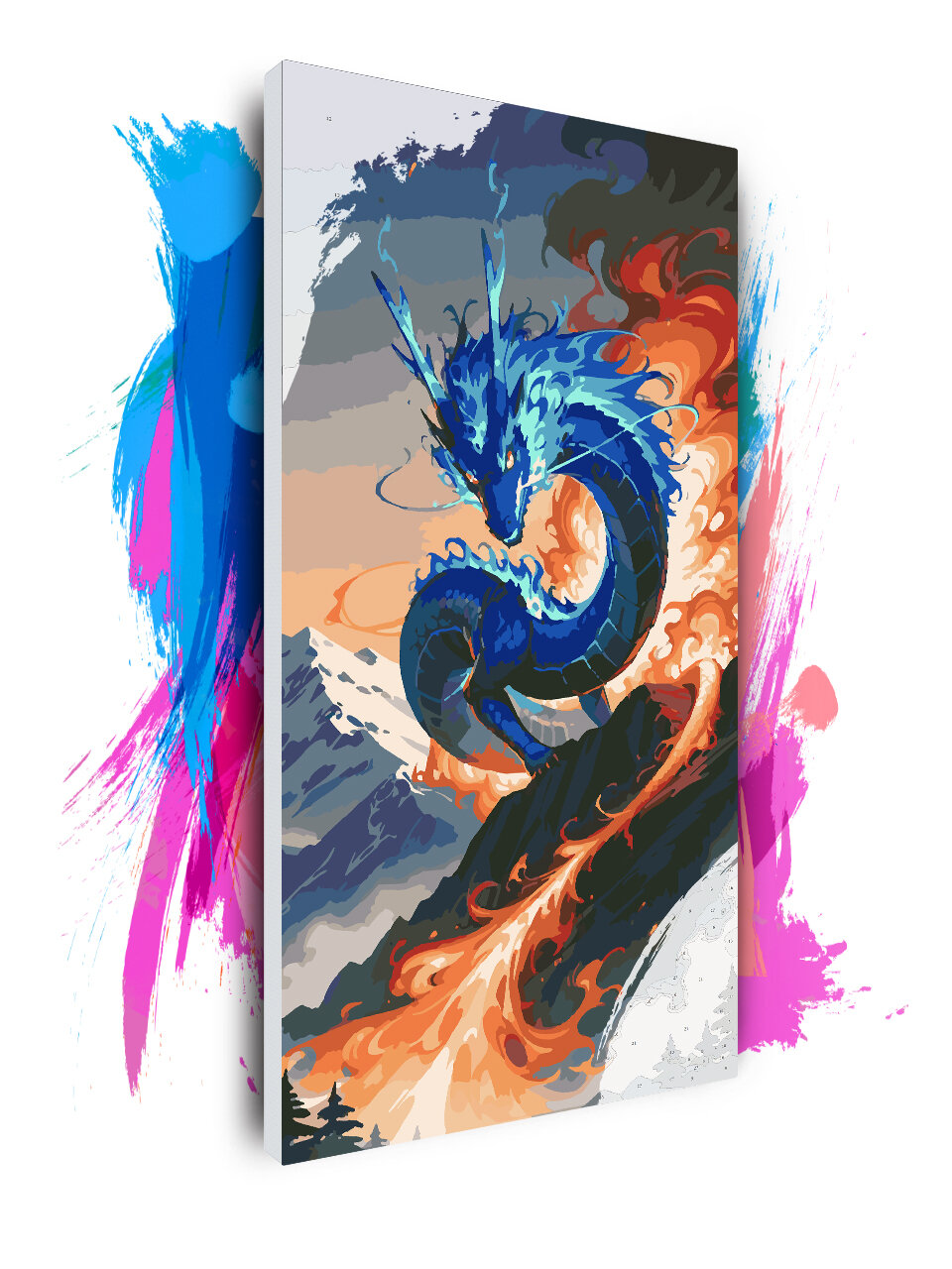 Картина по номерам на холсте Небесный Дракон в долине огня, 30 х 60 см