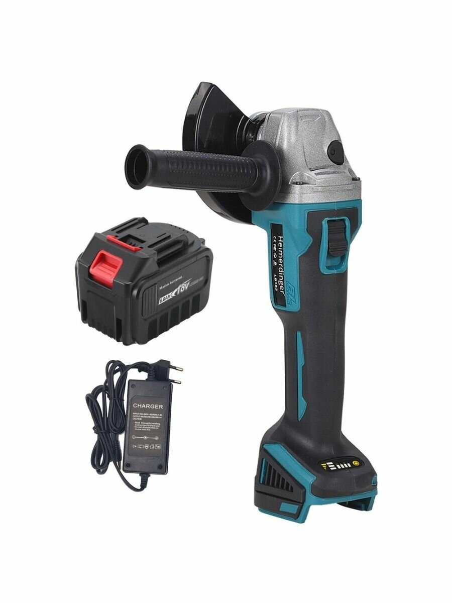 Аккумуляторная УШМ Heimerdinger 18В, диск 125 мм, 4500/7000/8500 об/мин,1х6 Ач Li-Ion