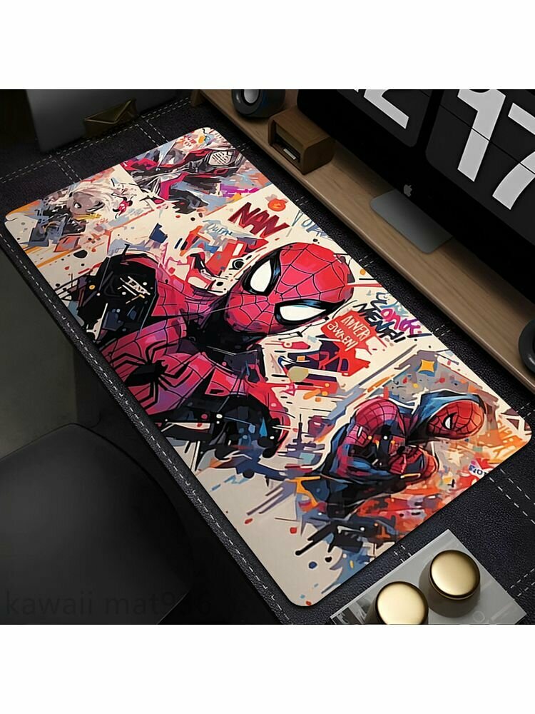 Ковер Spider-Man, для игрового компьютера, прошитые края, нескользящая основа
