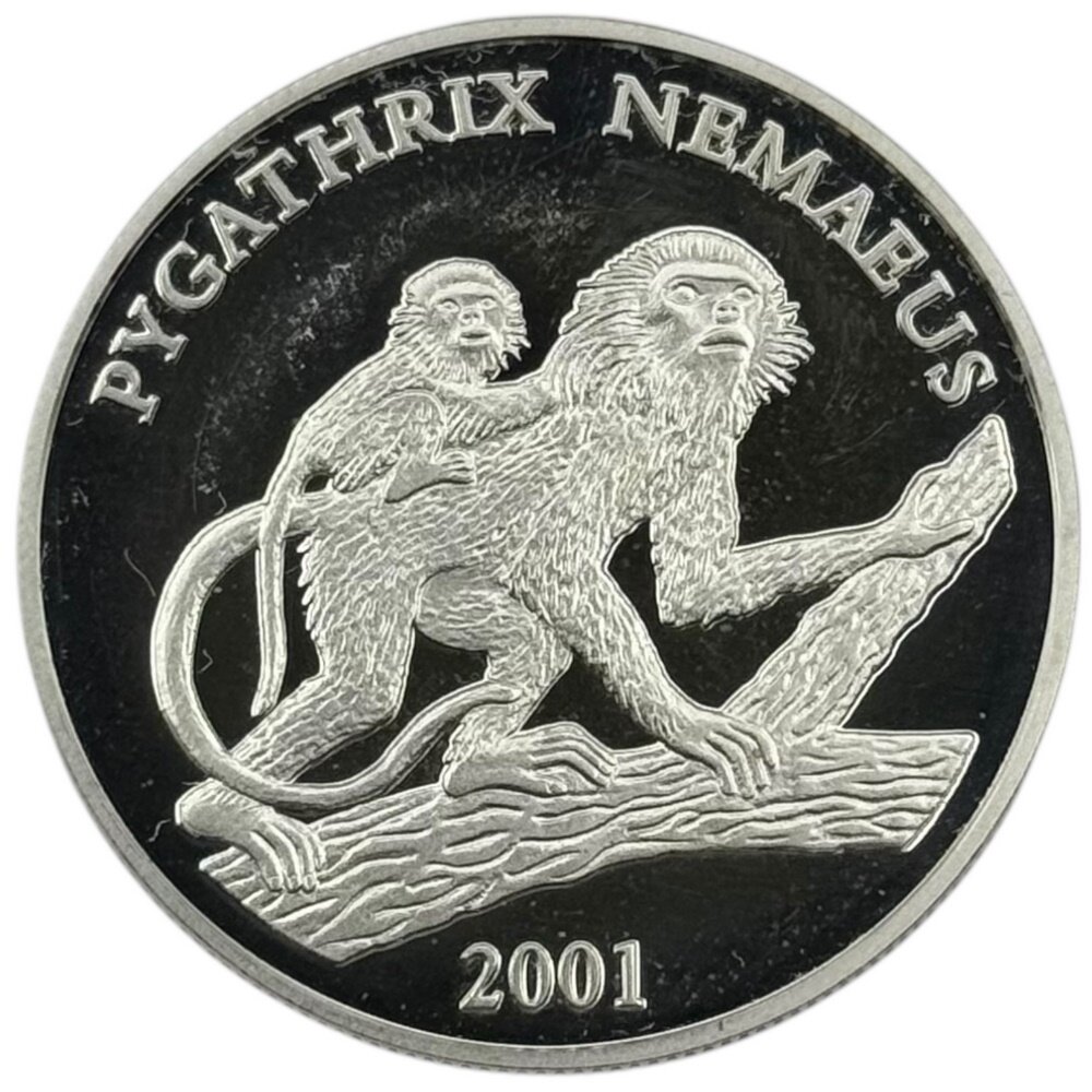 Лаос 1000 кипов 2001 г. (Вымирающие виды - Красношапочный дук) (Proof)