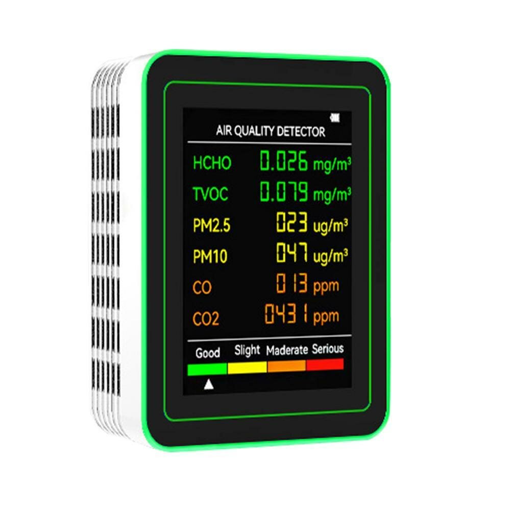 Датчик качества воздуха 6 в 1, монитор CO2, HCHO, TVOC, PM2.5, температуры и влажности