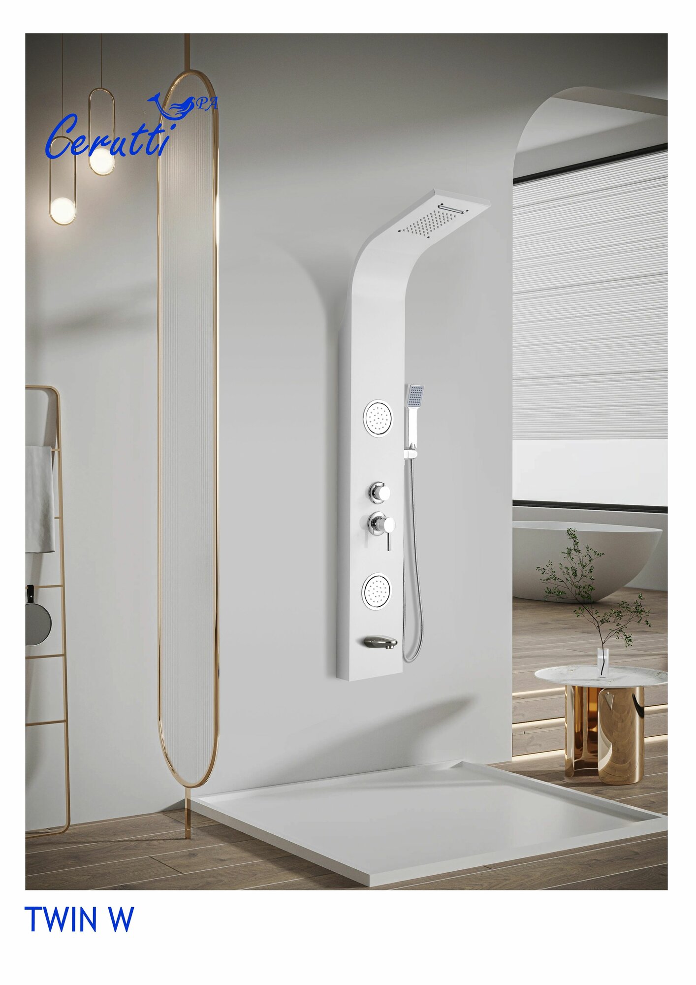 Душевая панель Ceruttispa TWIN W из нержавеющей стали с форсунками, белый
