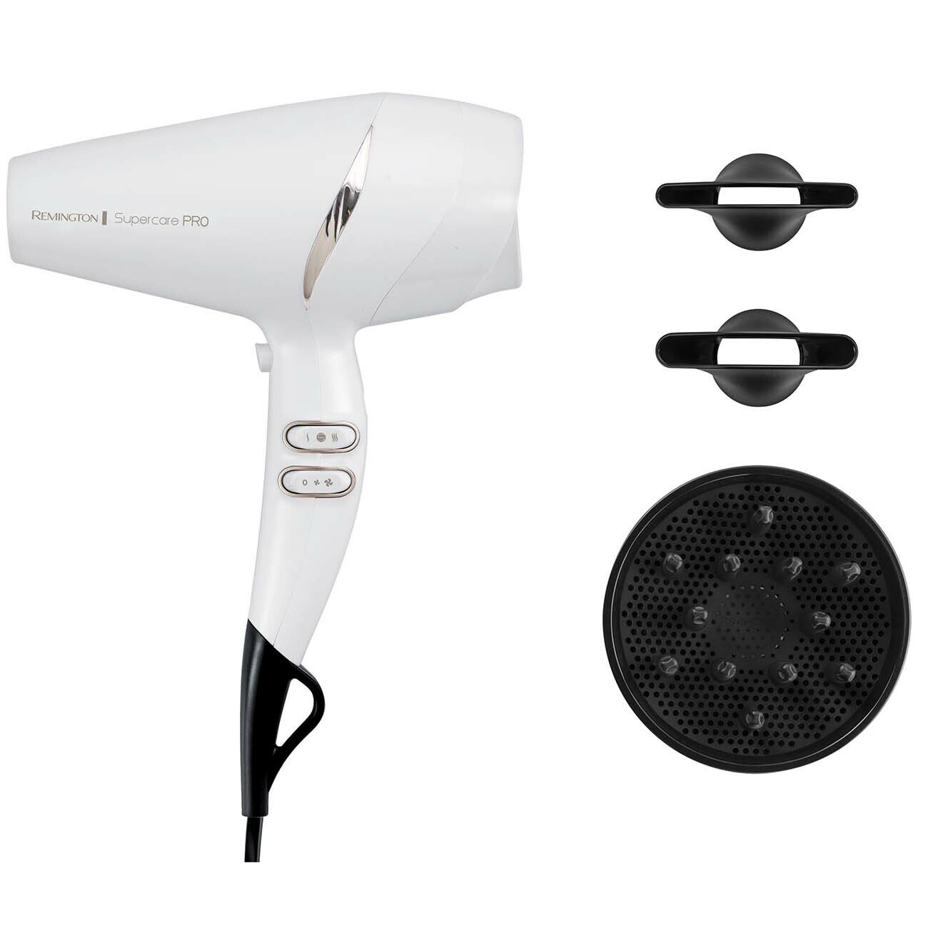 Фен Remington AC7200W, 2200 ВТ, ионизация,3 режима нагрева и 2 скорости ,2 Концентратора, Диффузор — фото 1