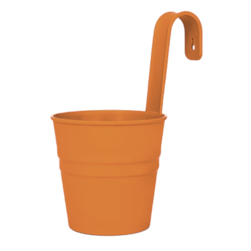 Кашпо настенное "Ведро декоративное" 15л, оранжевый, пластик, с крючком для подвеса
