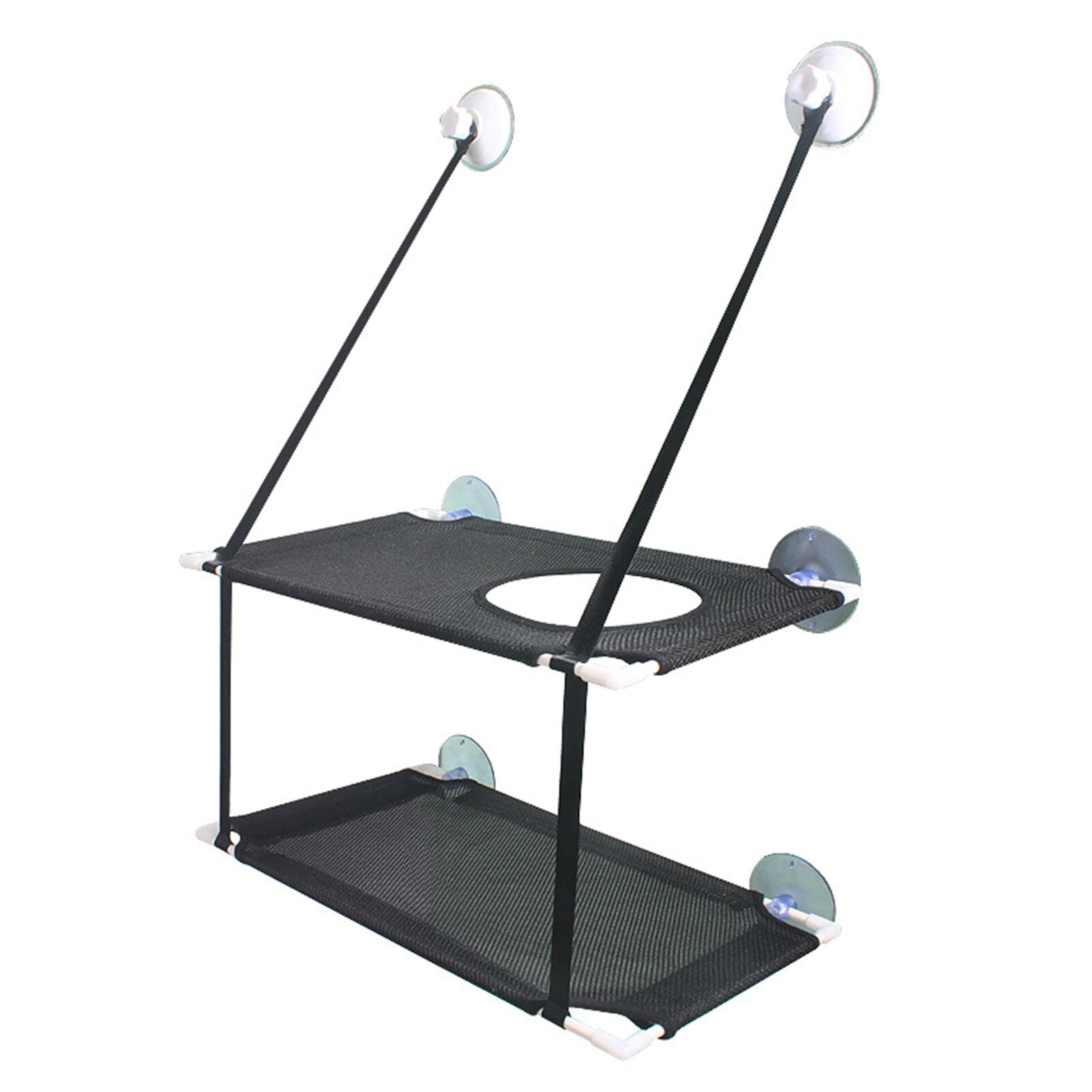 Гамак для кошек, двухслойный, подвесной, с прочными присосками, мягкий, для установки на окно, черный.