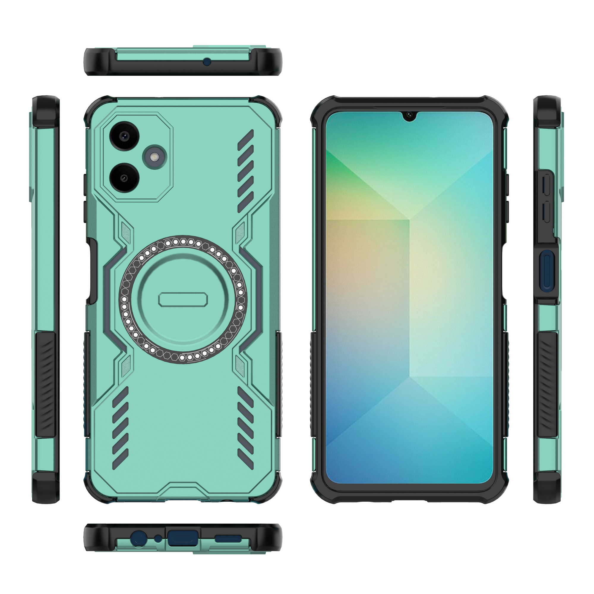 Подходит для Samsung Galaxy A06/Самсунг Галакси A06 Чехол для смартфона поддержкой зарядки Magsafe, Samsung A06, подставка, soft touch, матовая поверхность, защита камеры, ударопрочный, усиленные углы
