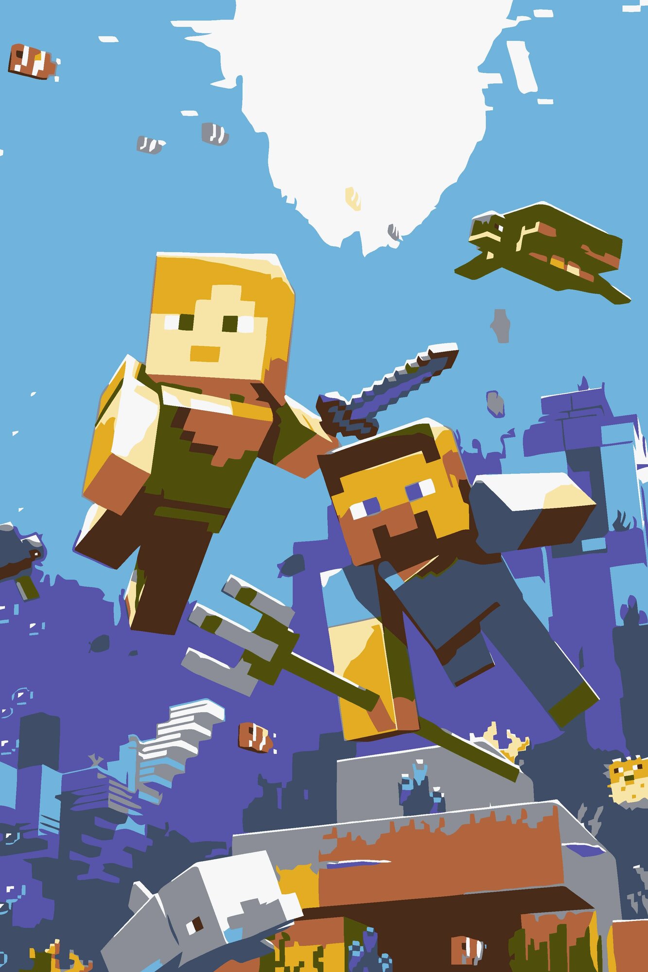 Детская картина по номерам E3318 "Майнкрафт - Minecraft" 20x30