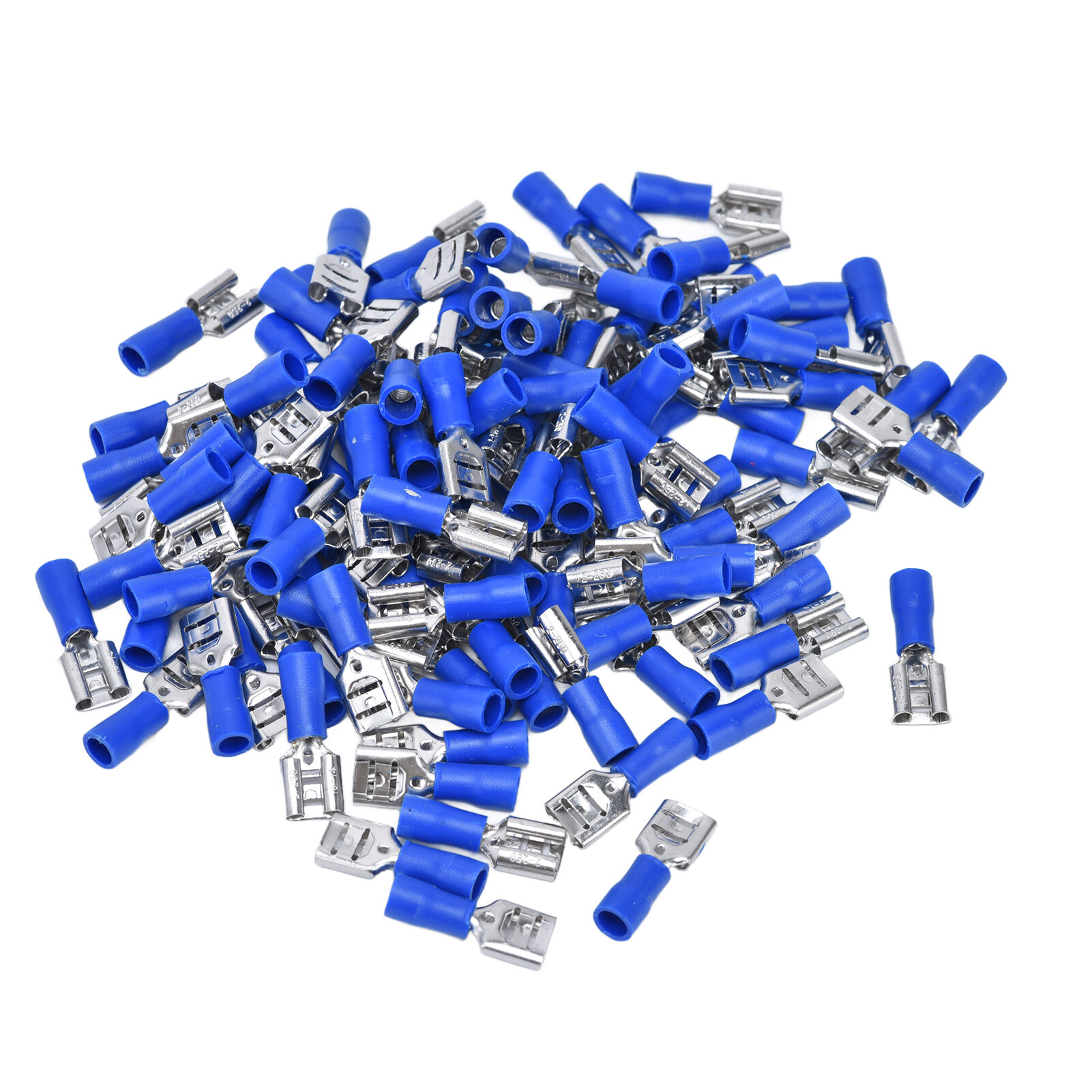 100PCS FDD2250 Spade Connector Conductivity Female with Insulating Shell for 1.52.5mm Cable(Blue )
