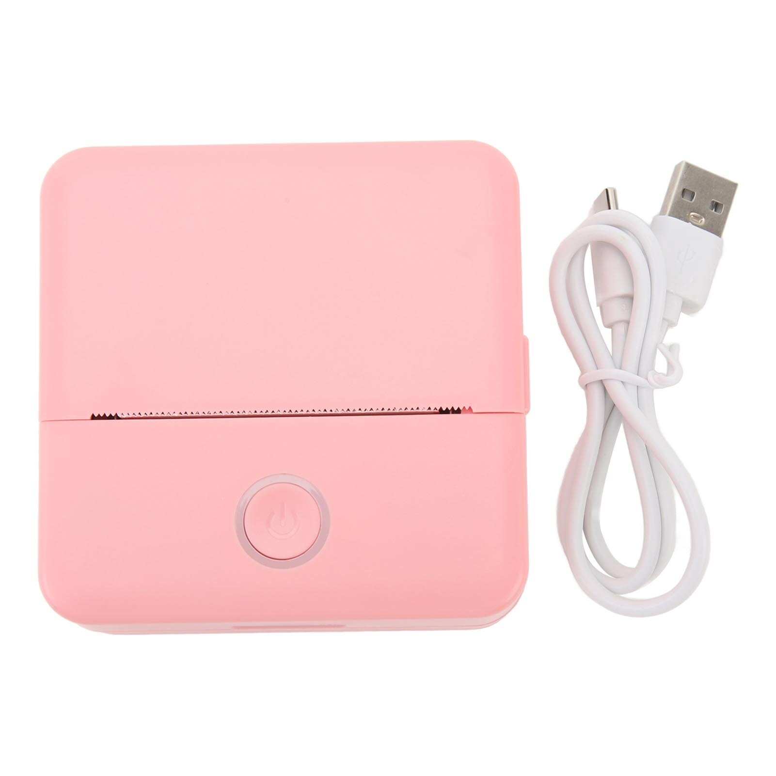 Мини -портативный тепловой принтер без чернил карман с приложением для изображений ретро -стиль фотографий квитанции о примечаниях примечания Label Memo QR -коды x33 Pink