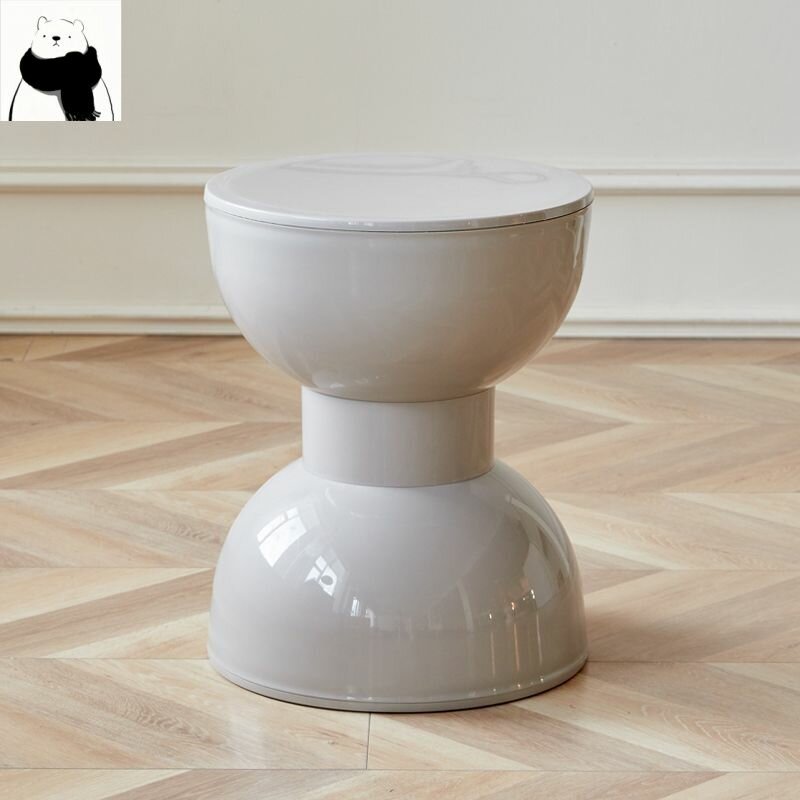 Кофейный столик, ДПК, цилиндр, металлический, пластиковый, колесики, светло-серый, 36х36х45 см