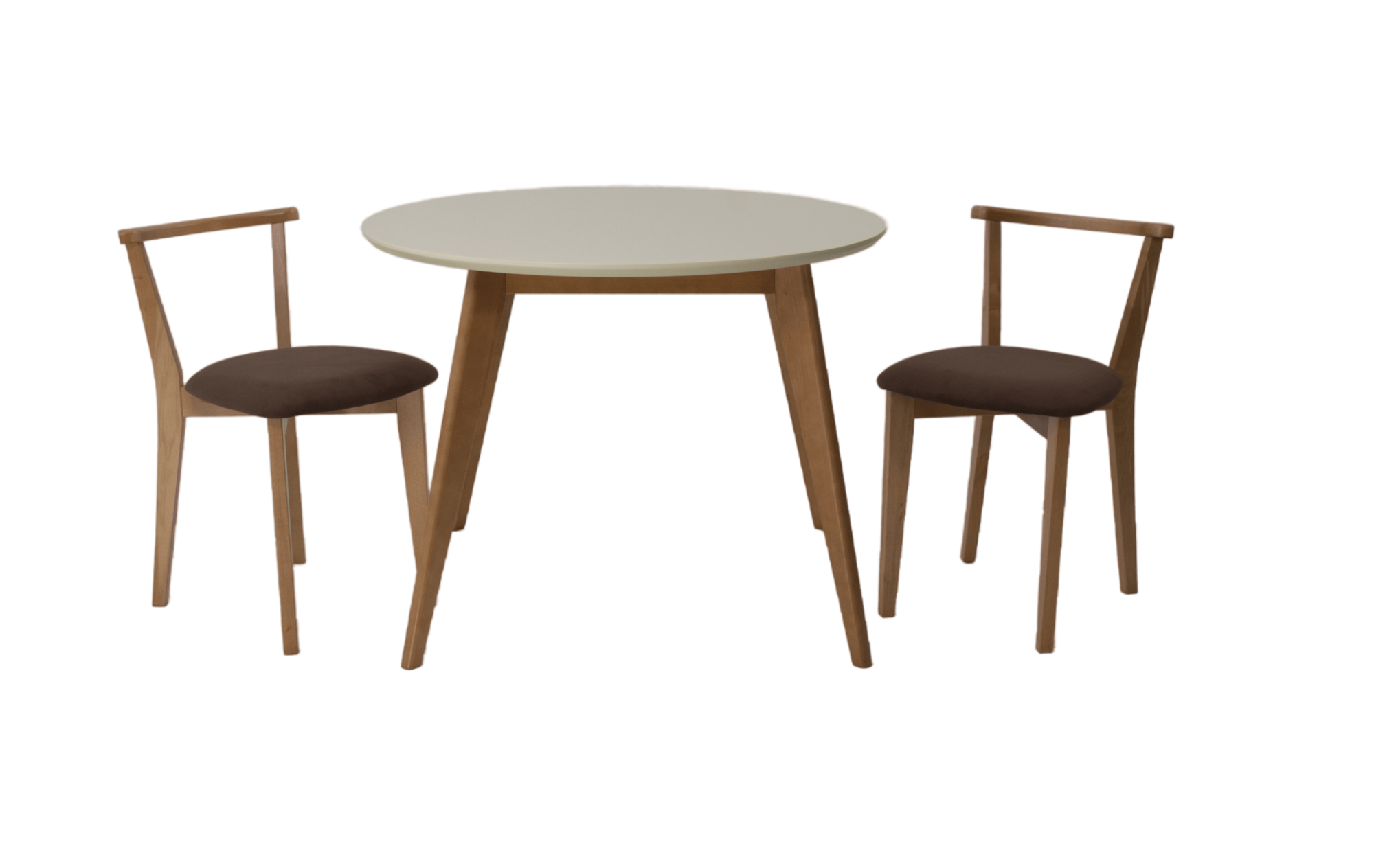 Стол ZiP-mebel Сканди К 100 со стульями Франк Натур/Велюр Коричневый