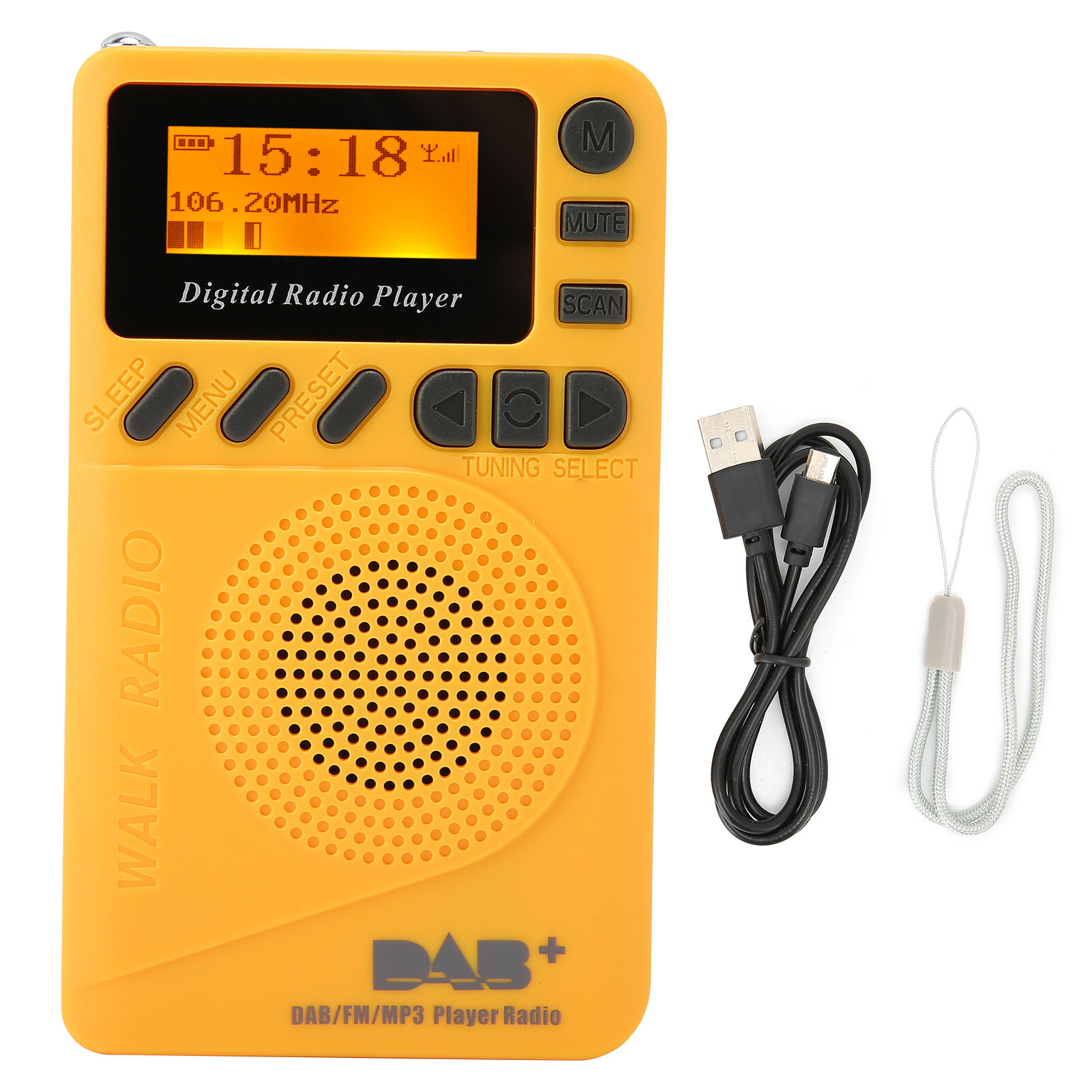 Портативный карманный радиоприемник с ЖК-дисплеем, цифровым DAB DAB Plus FM-радио, MP3-плеером с динамиком, перезаряжаемым для путешествий и отдыха на природе