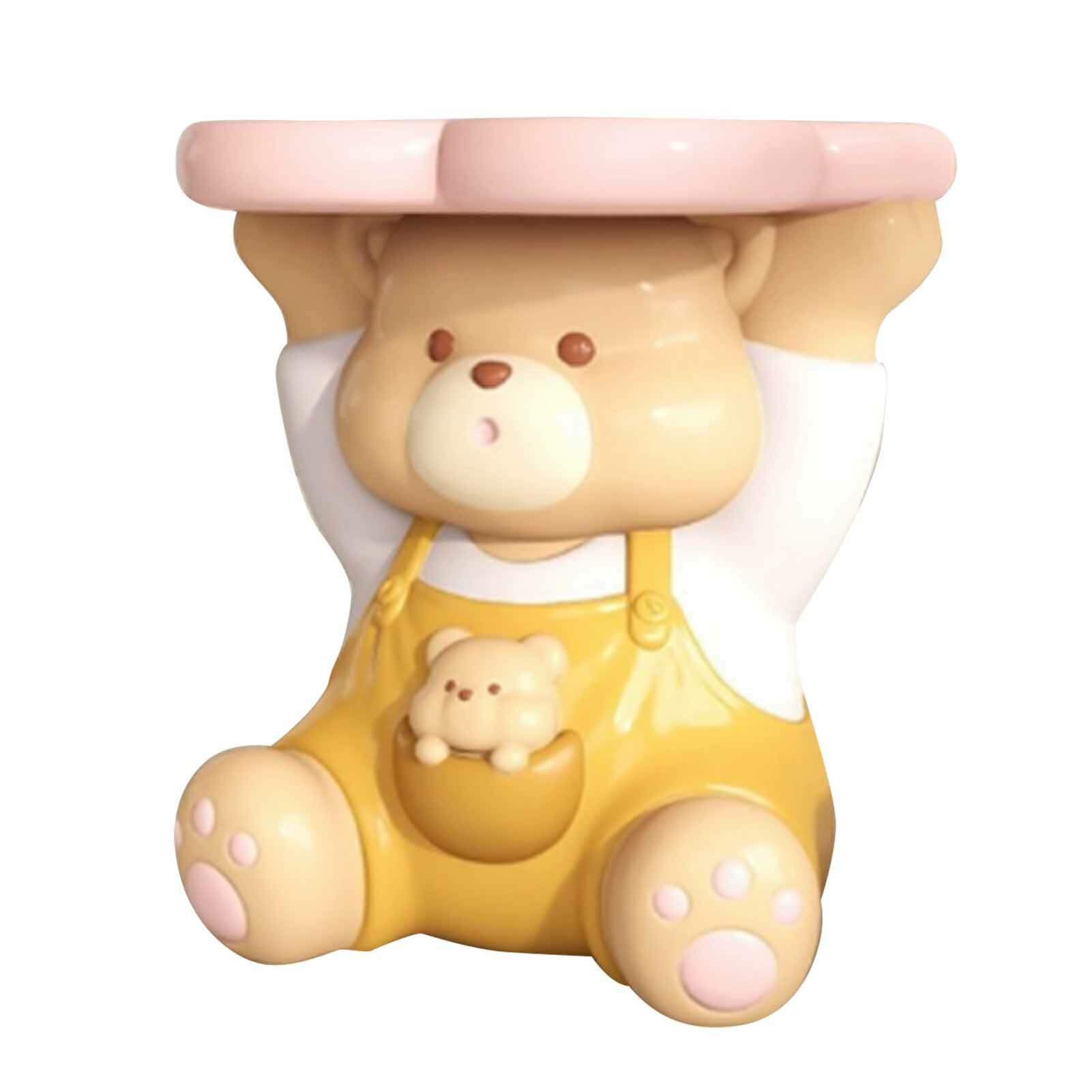 Статуэтка-поднос "Медведь из смолы" — милый сидящий медведь, подставка для ключей, поднос для прихожей, косметики, украшений, хранения серёжек, домашний декор