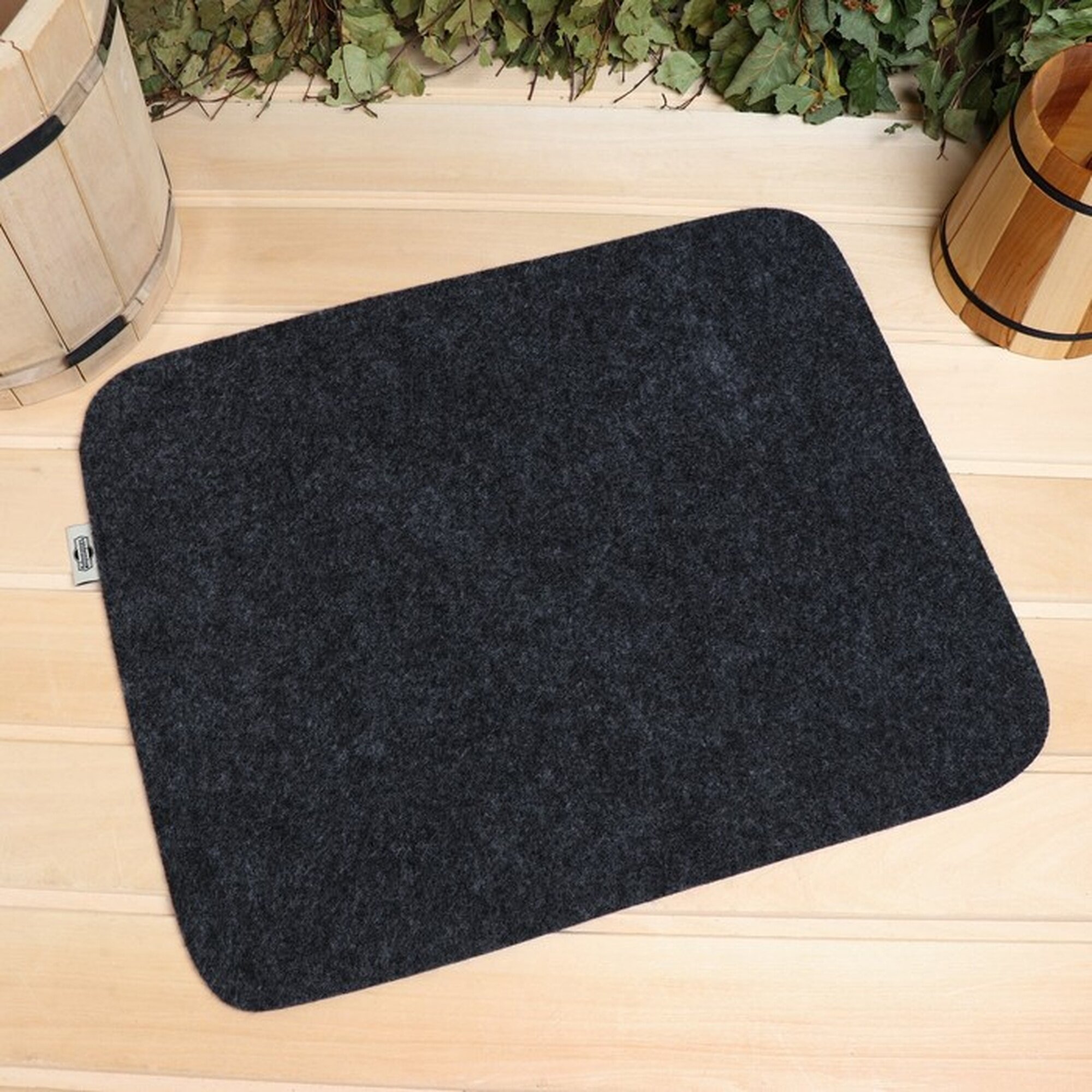 Коврик для бани Добропаровъ, серый, текстиль, шерсть, 47x38 см