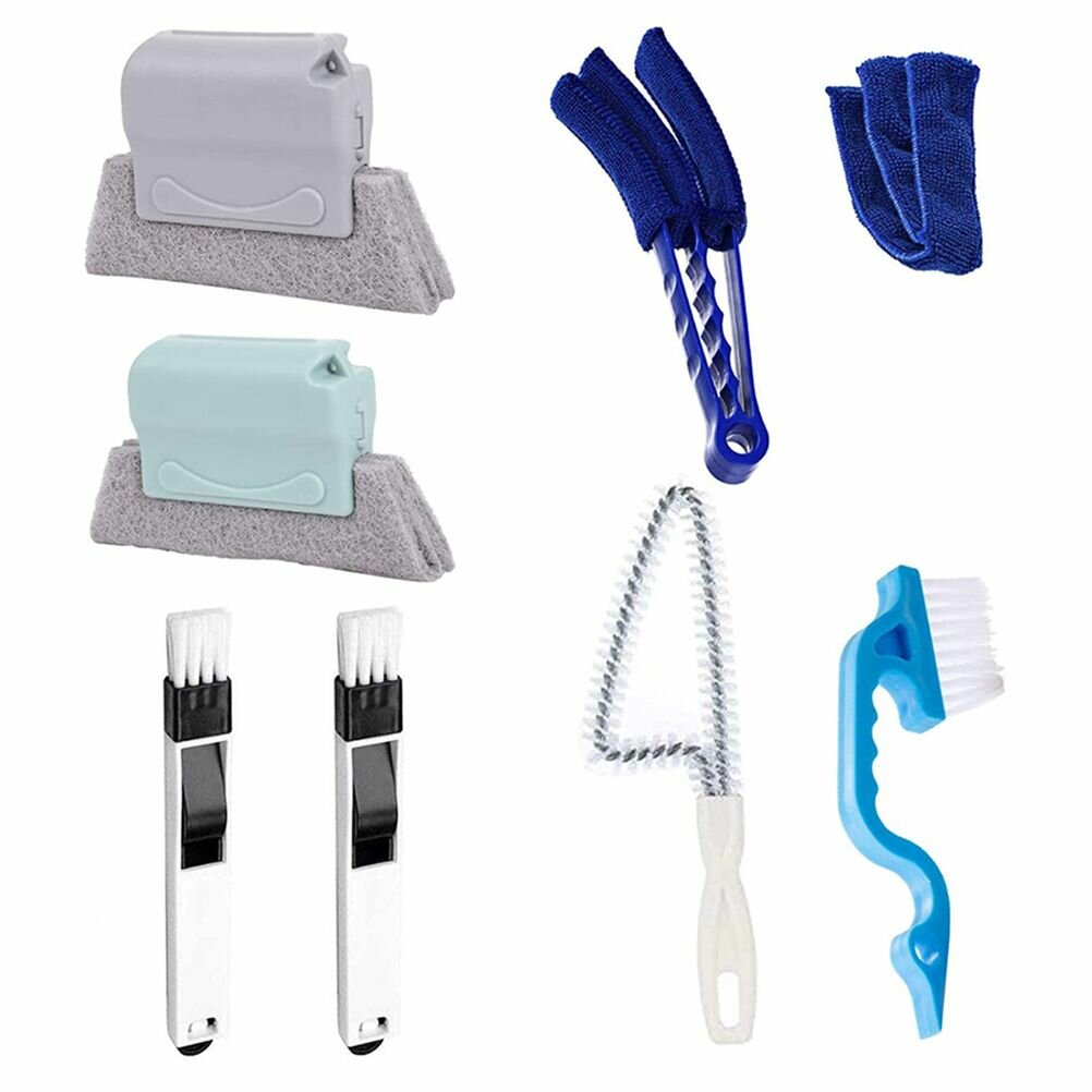 Щеточный инструмент для чистки вентиляции и профилей, комплект из 8 приспособлений размером 24x6 см