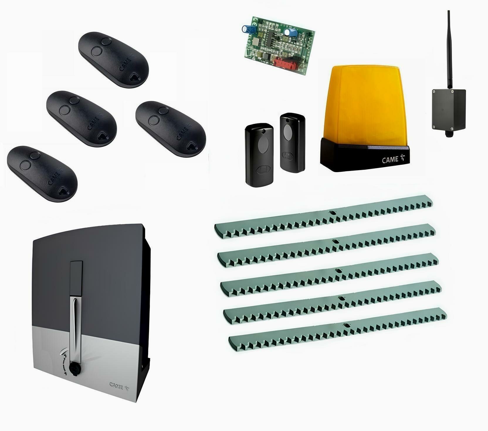 Автоматика для откатных ворот BXL04AGS FULL5-BT-T4, комплект: привод, радиоприемник, 4 пульта, фотоэлементы, лампа, антенна, 5 реек, Bluetooth-модул