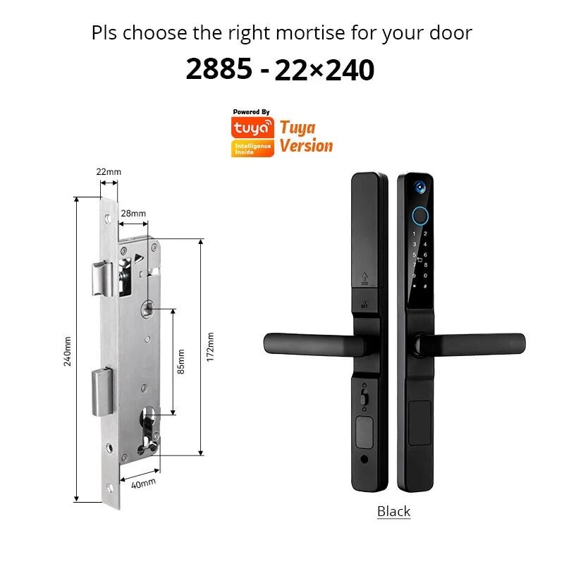 Умный водонепроницаемый замок Juheenda для двери Black2885-Long