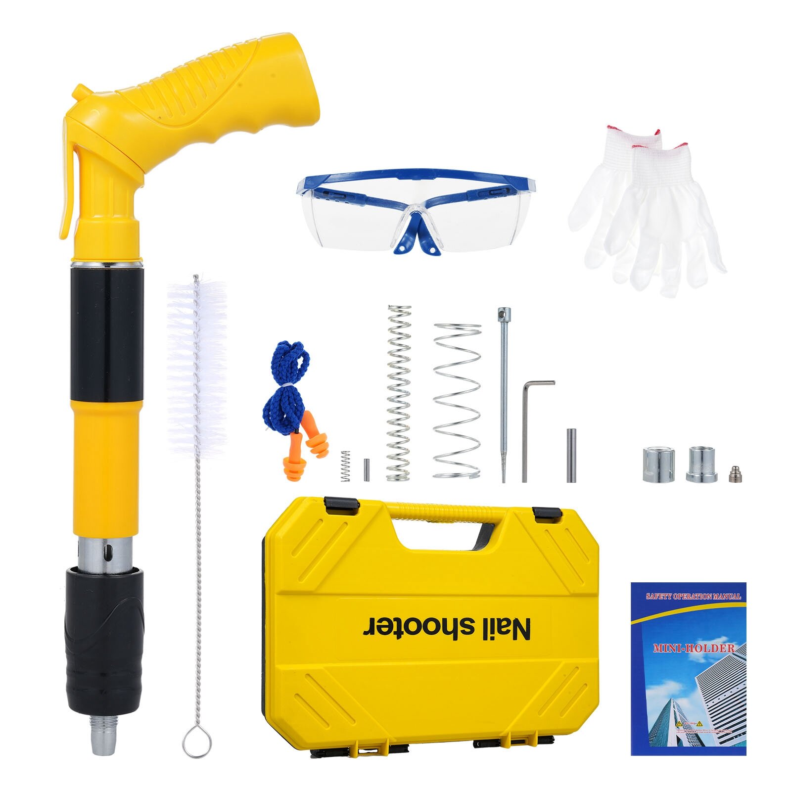 Инструмент для крепления гвоздей к цементной стене 5-скоростной регулируемый ручной стальной пистолет для гвоздей Пистолет для гвоздей по бетону Портативная машина для стрельбы гвоздями Стеновой анкер Устройство для прорезывания проволоки