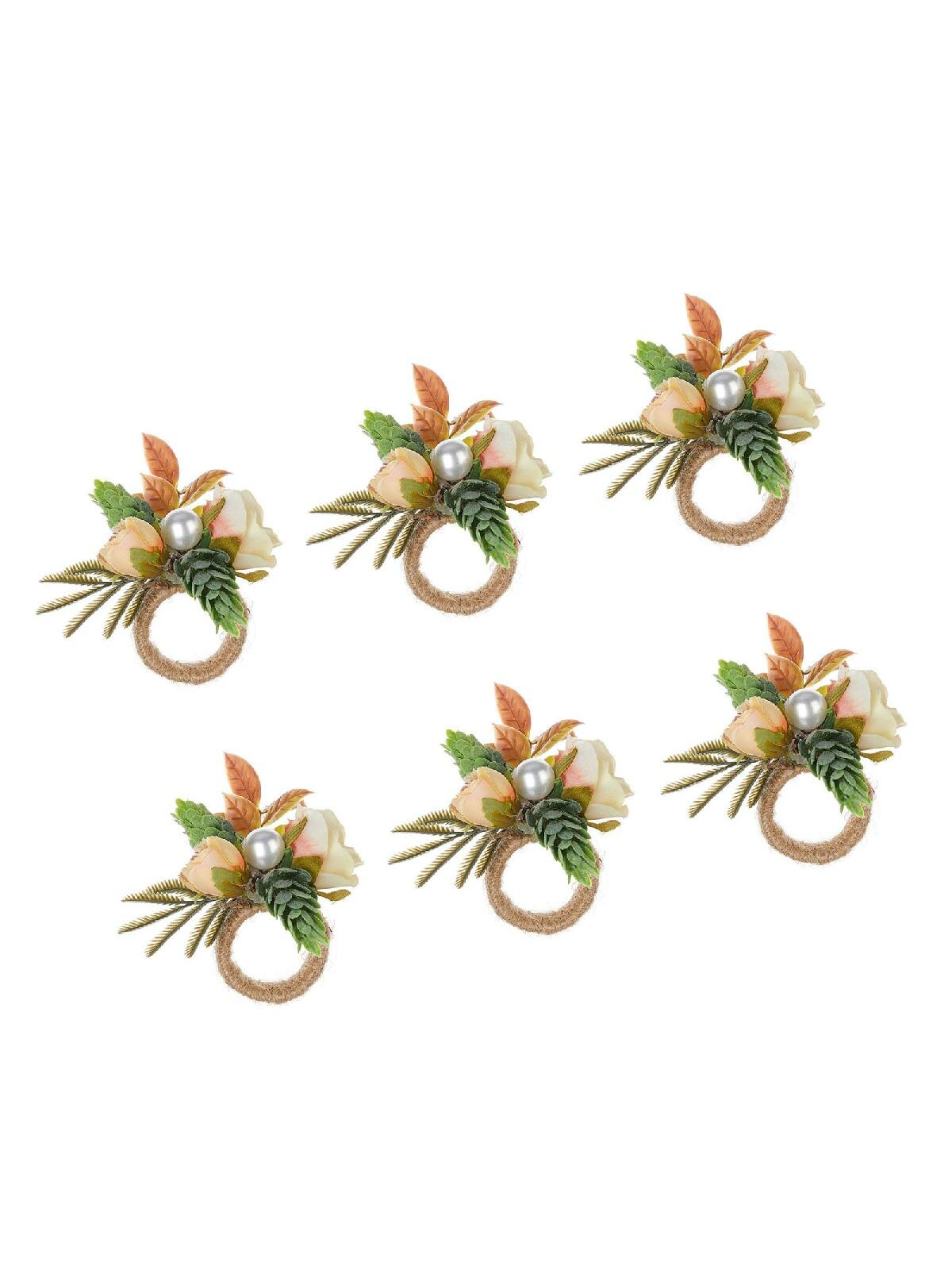Pack of 6 Elegant Floral Table Decors Napkin Rings Faux Flower Napkin Rings Unique Table Decors for Various Occasion