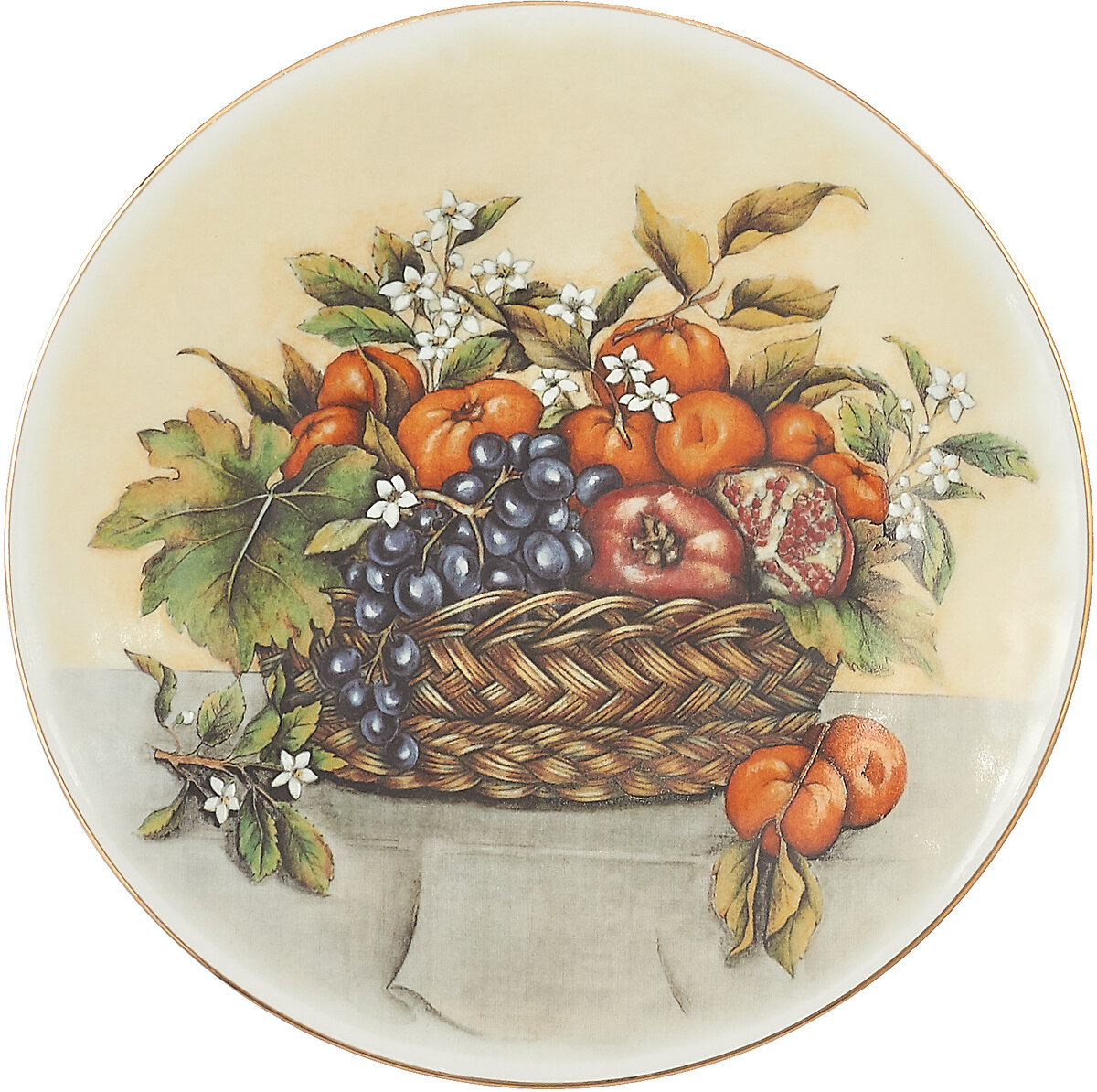 Тарелка настенная 19 см; декор "Натюрморт с гранатом", фарфор, Thun/ БТФ0628