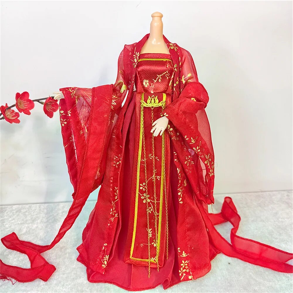 Платье Hanfu красное 1/6 для кукол 12 дюймов