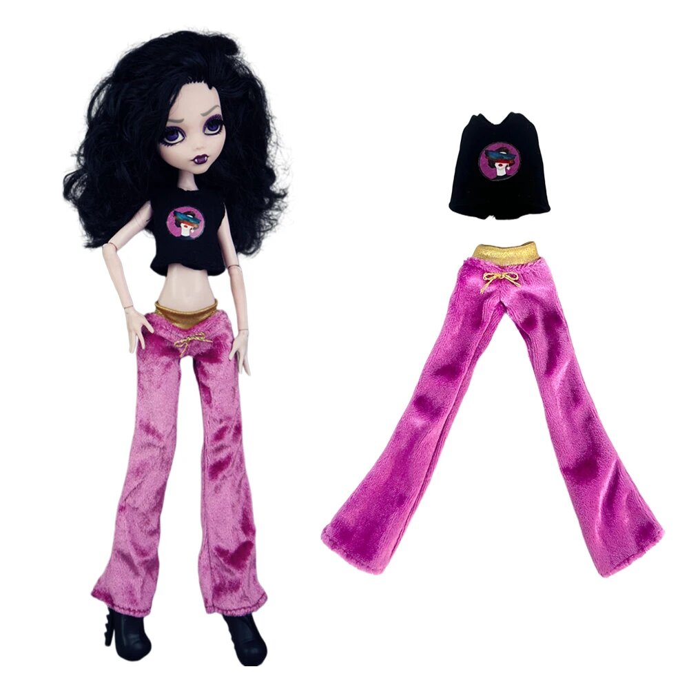 Розовые брюки и топ для кукол Blythe и Monster High